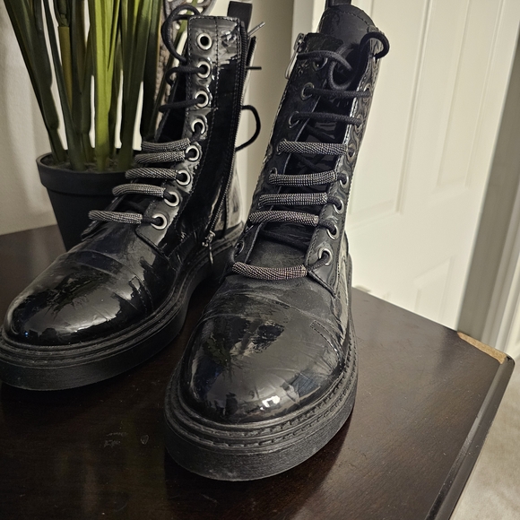 Dkny | Shoes | Dkny Black Patent Leather Combat Boots | Poshmark